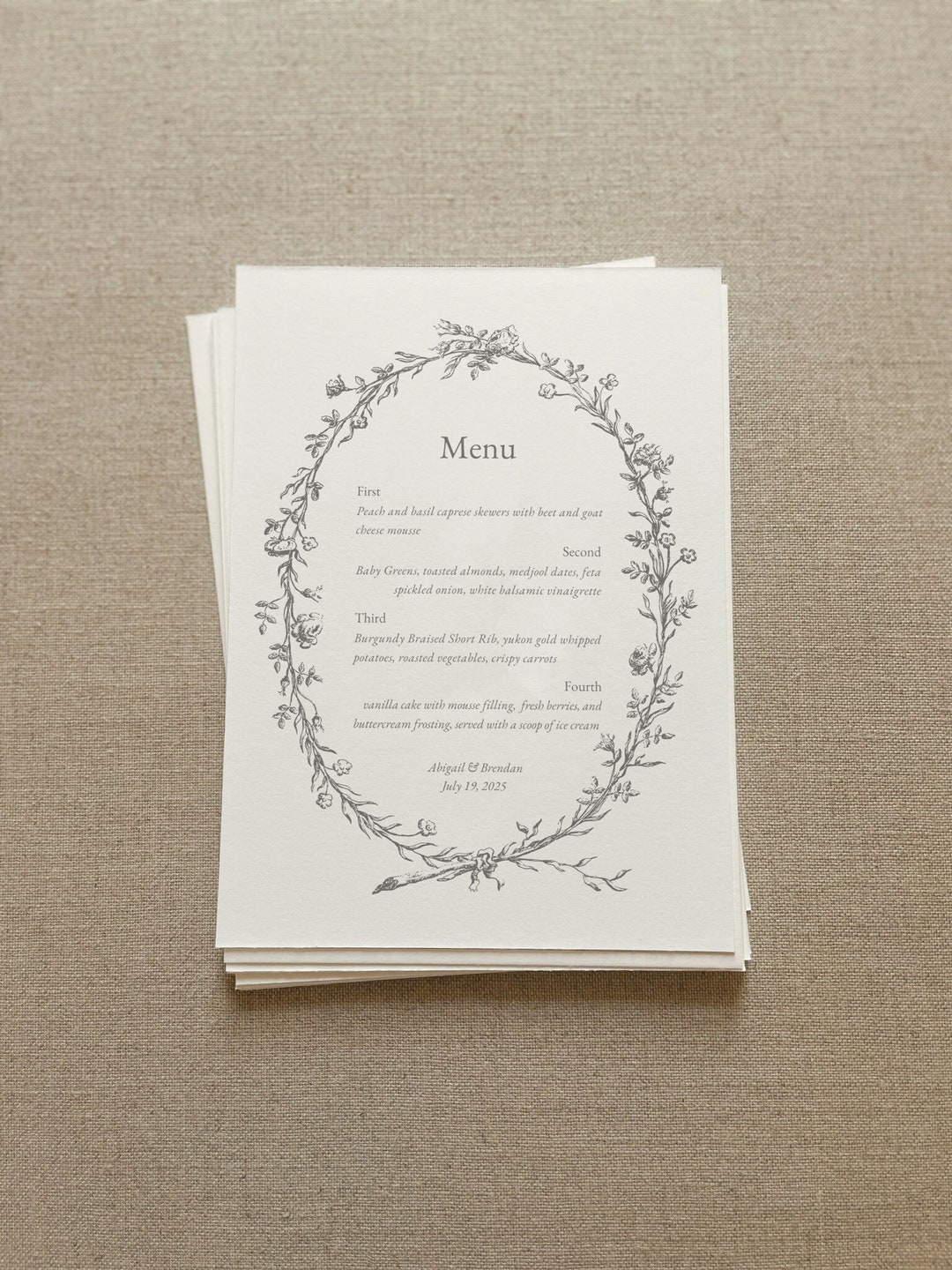 Printed Menu Cards, Floral Menu Card, Personalized Menus, Printed ...