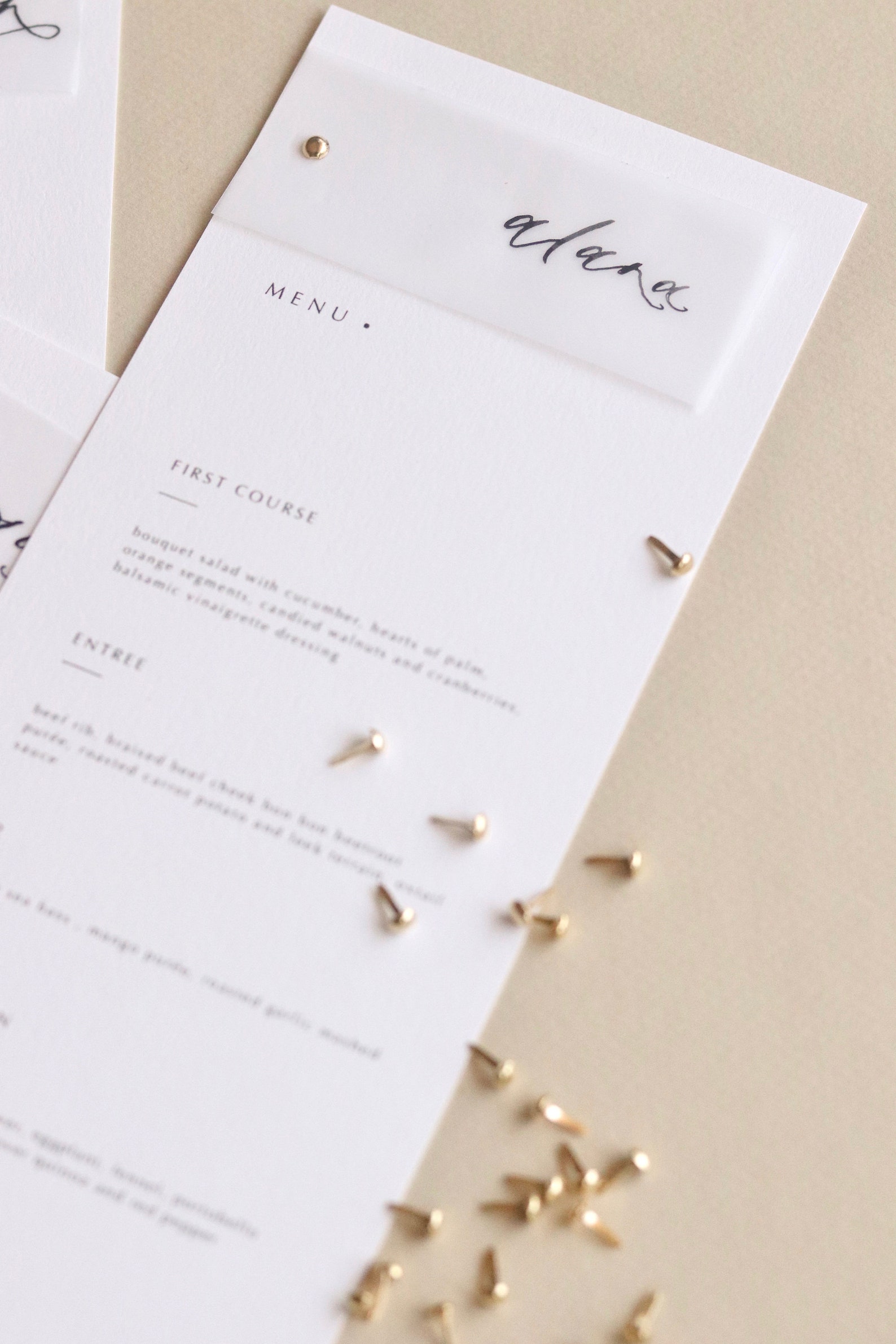 Printed Table Menu's With Name Card Minimal Menu Cards - Etsy