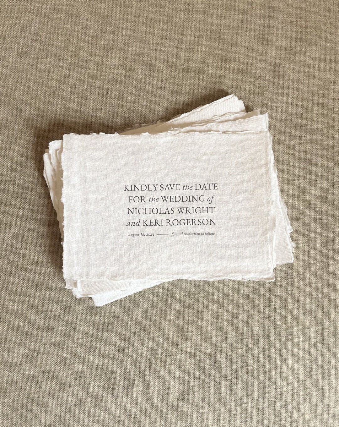 Printed Save the Dates and Envelope, Save the Dates on Handmade Paper ...