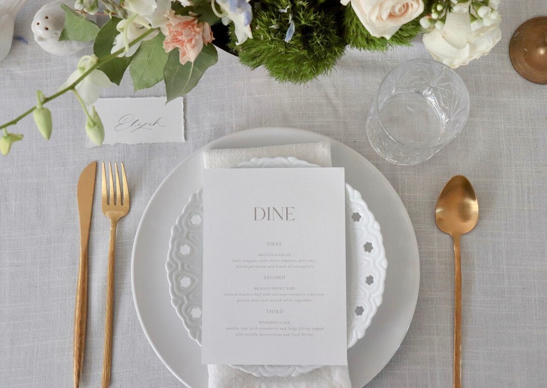 Custom Printed Menu Cards, Personalized Menu Cards, Wedding Day Menu's ...