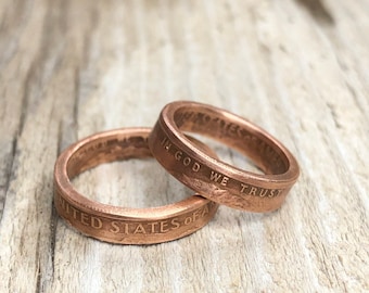 Penny Ring Lucky Penny Ring Copper Penny Penny Stack Ring - Etsy