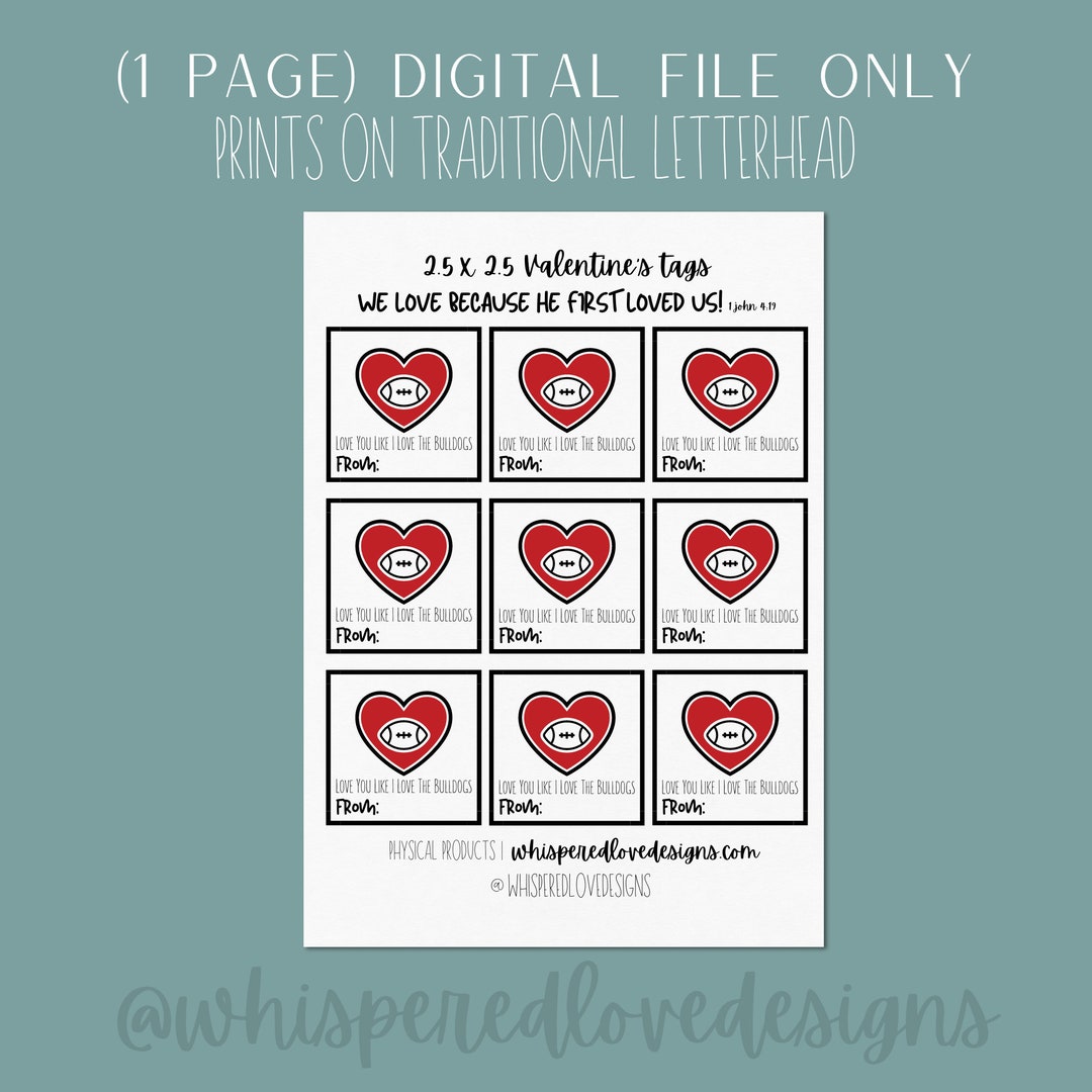 Football Gift Tags, Valentine's Day Tags, Gift Tags, Boy Valentine's ...