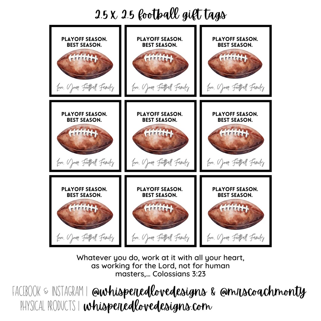 Football Playoffs, Football Playoff Gift Tags, Sports Gift Tags ...