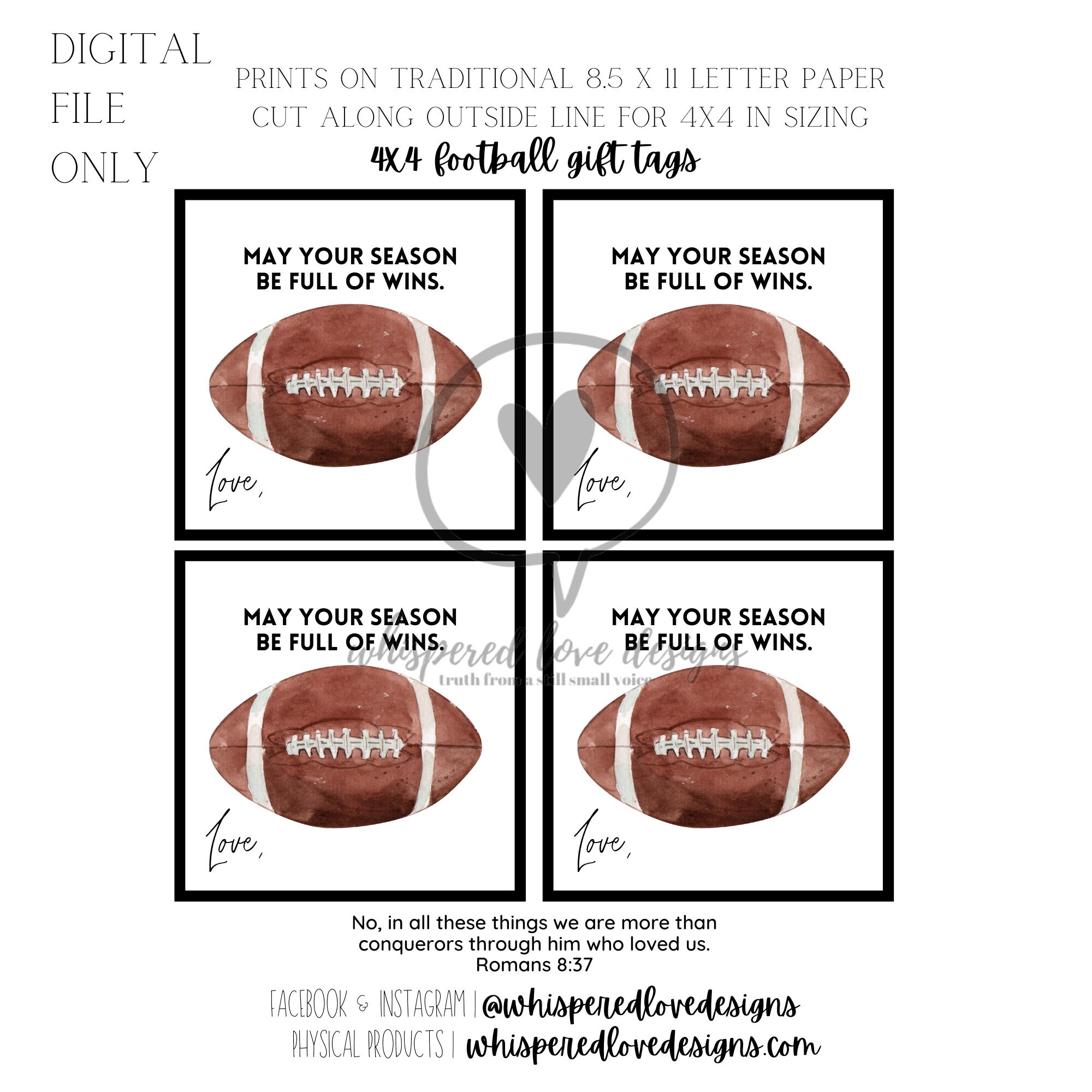 Football Gift Tags Gift Tags Sports Gift Tags Football - Etsy