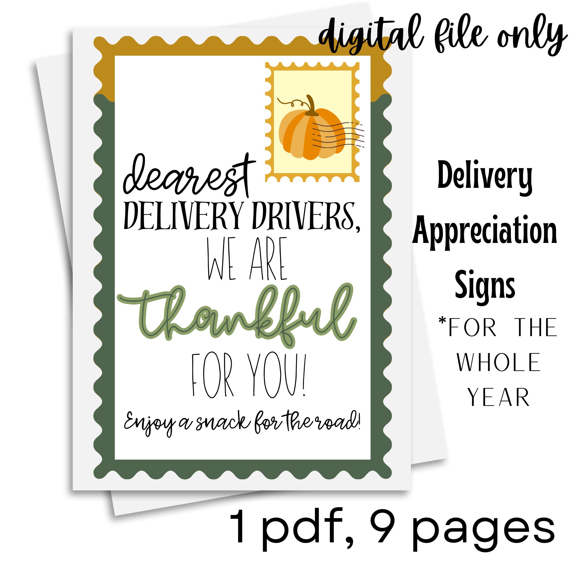 Delivery Driver Appreciation, Year Round Driver Thank You Sign ...