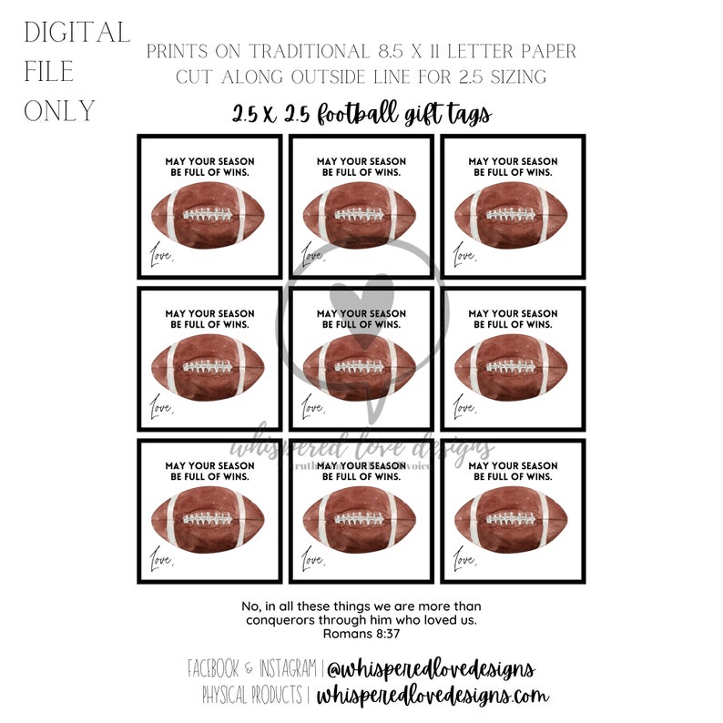 Football Gift Tags Gift Tags Sports Gift Tags Football - Etsy
