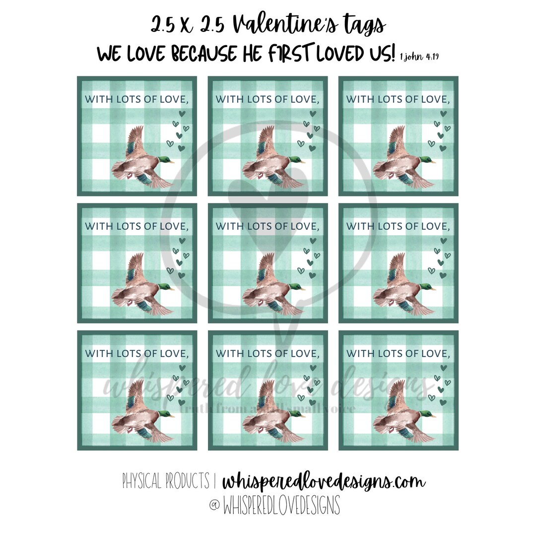 Boy Valentine's Day Tags, Southern Boy Gift Tags, Duck Hunting ...