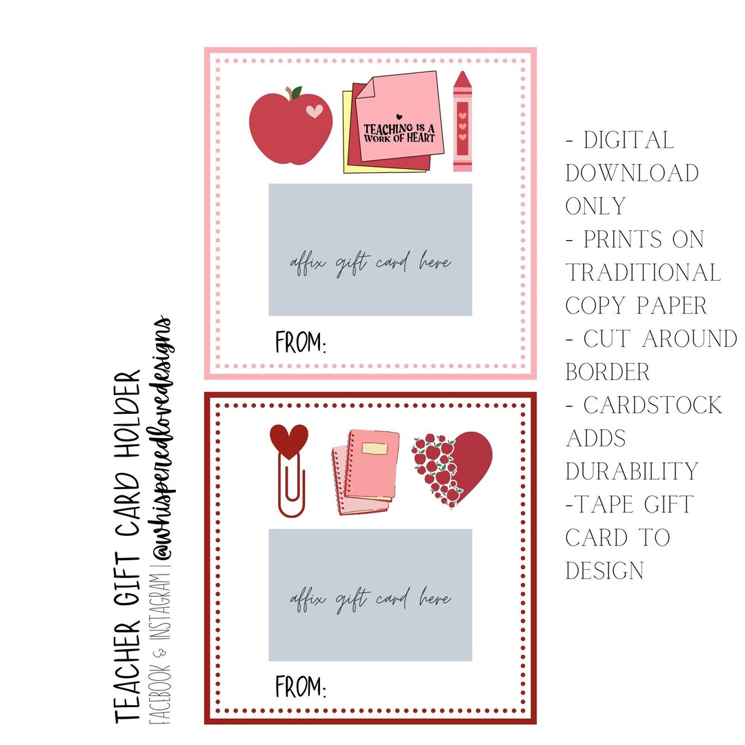 For the Teacher, Teacher Appreciation Week, Teacher Gift Cards, Teacher ...