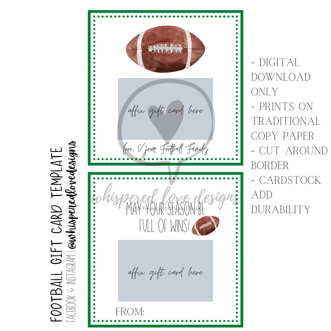 Football Gift Card Holders, Football Printables, Coaching Families ...