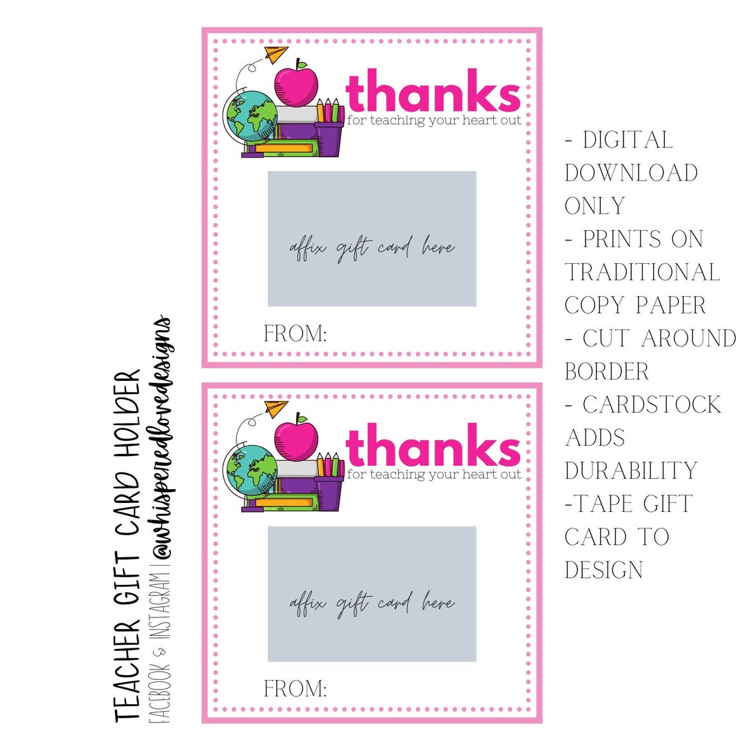 For the Teacher, Teacher Appreciation Week, Teacher Gift Cards, Teacher ...