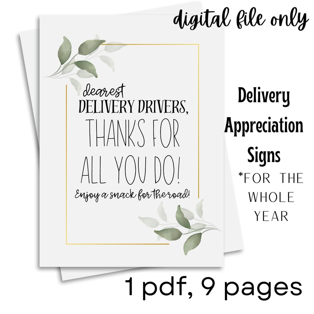 Delivery Driver Appreciation, Year Round Driver Thank You Sign ...