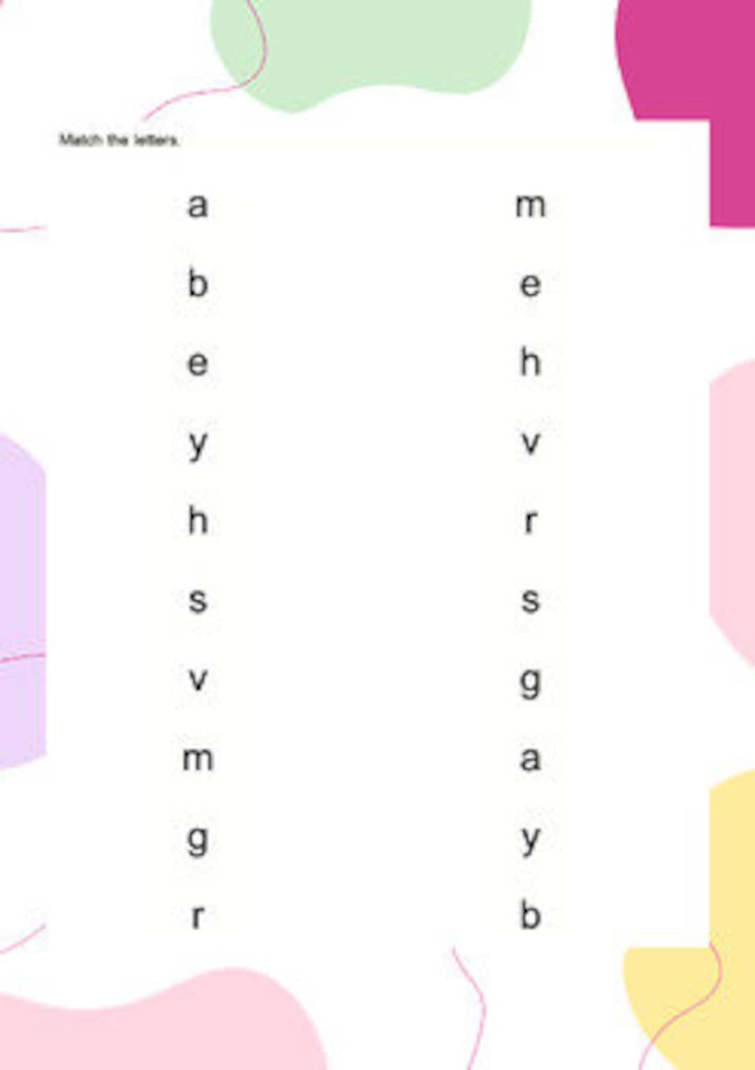 Speech Therapy ABC Match-up Worksheet - Etsy