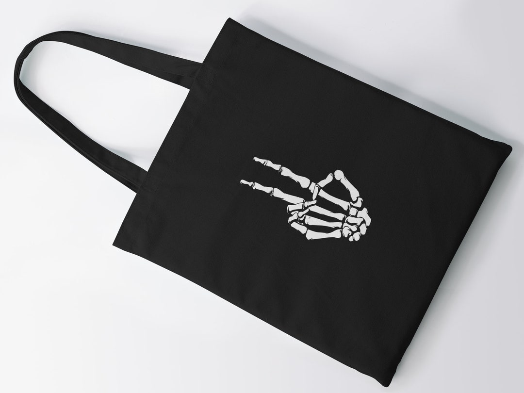 Skeleton Hand Tote Bag, Shopping Bag, Shoulder Bag, Grocery Bag, Canvas ...
