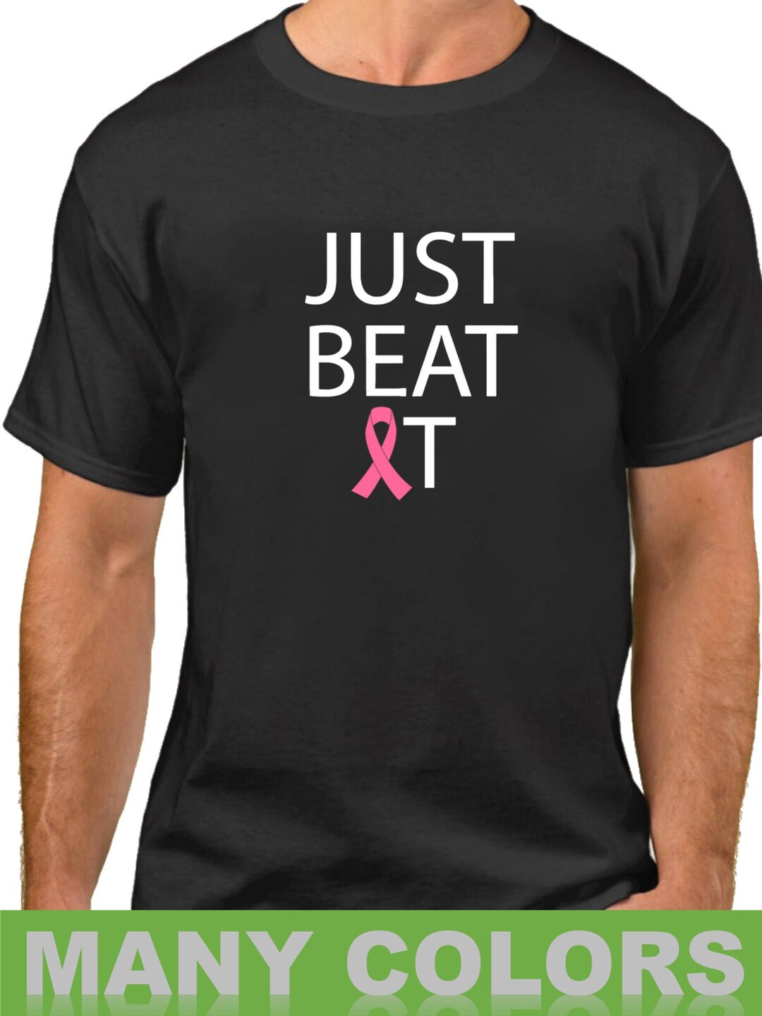 Men's Just Beat It Shirt, Breast Cancer Awareness Tee, Pink Ribbon Men ...