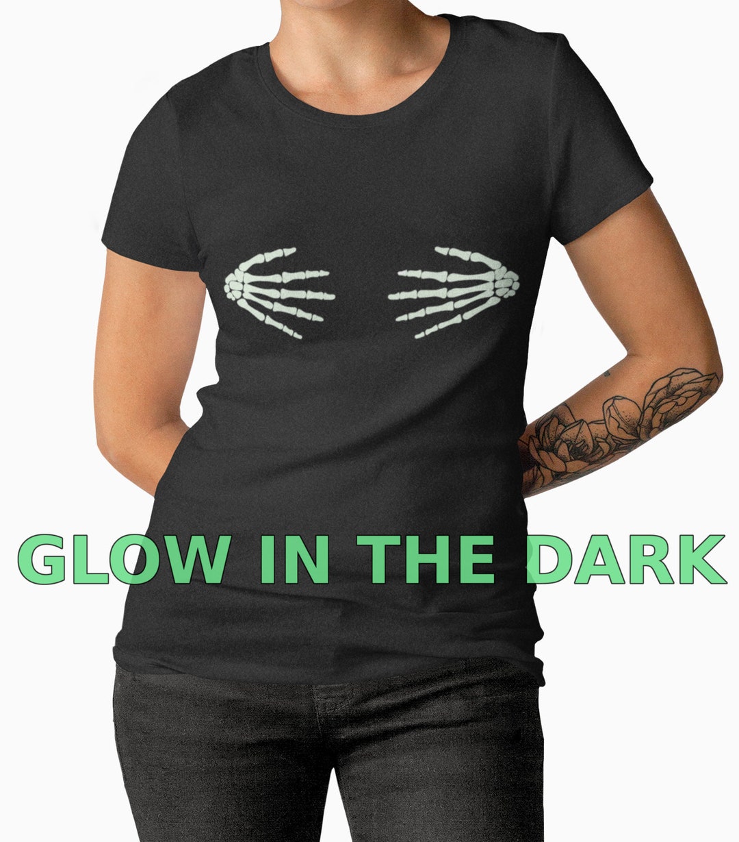 Glow in the Dark Skeleton Hands Shirt, Halloween Costume Tee, Spooky ...