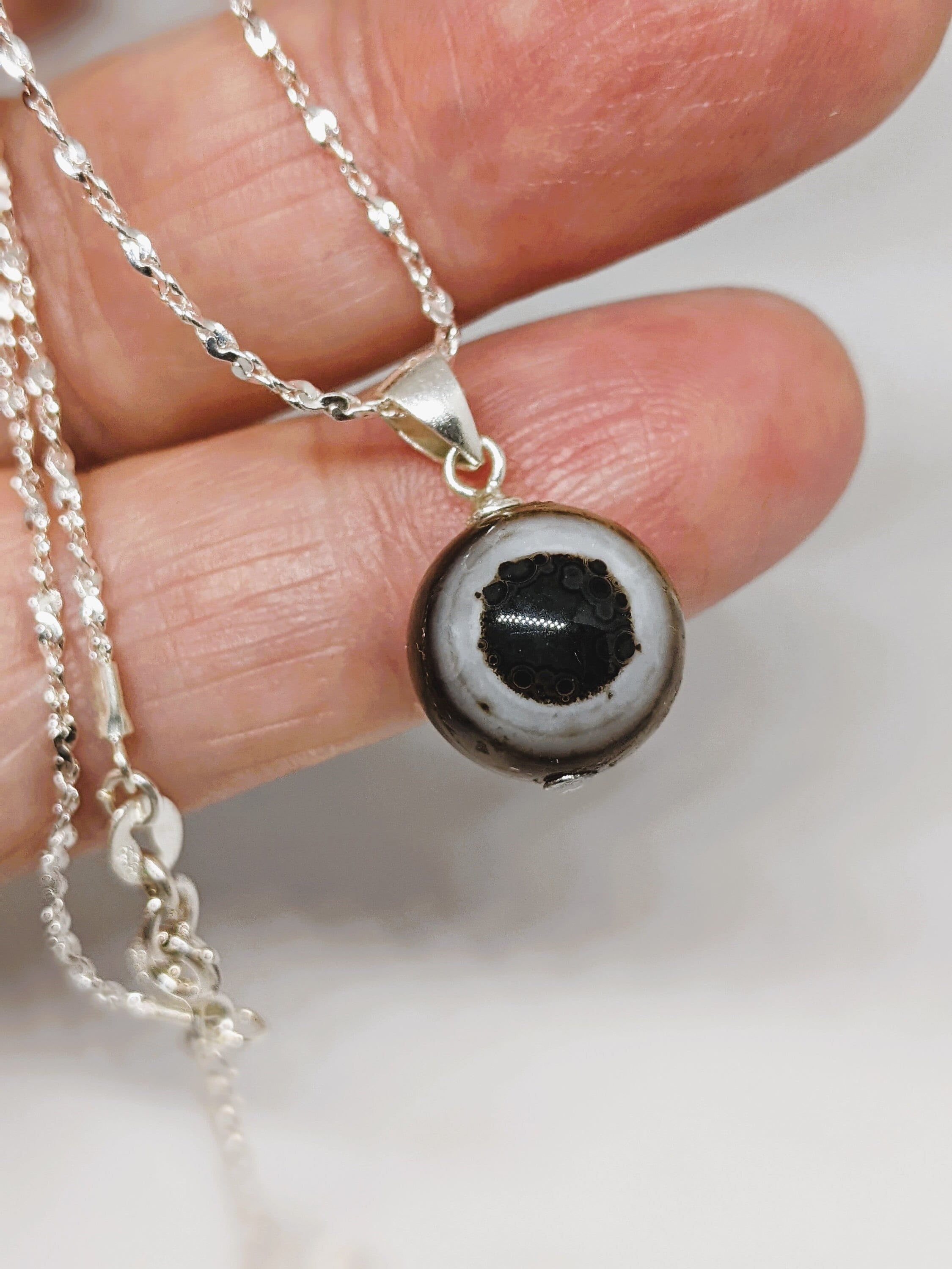 Eye Agate Sterling Silver Necklace Pendant, Eye Agate Necklace, Evil ...
