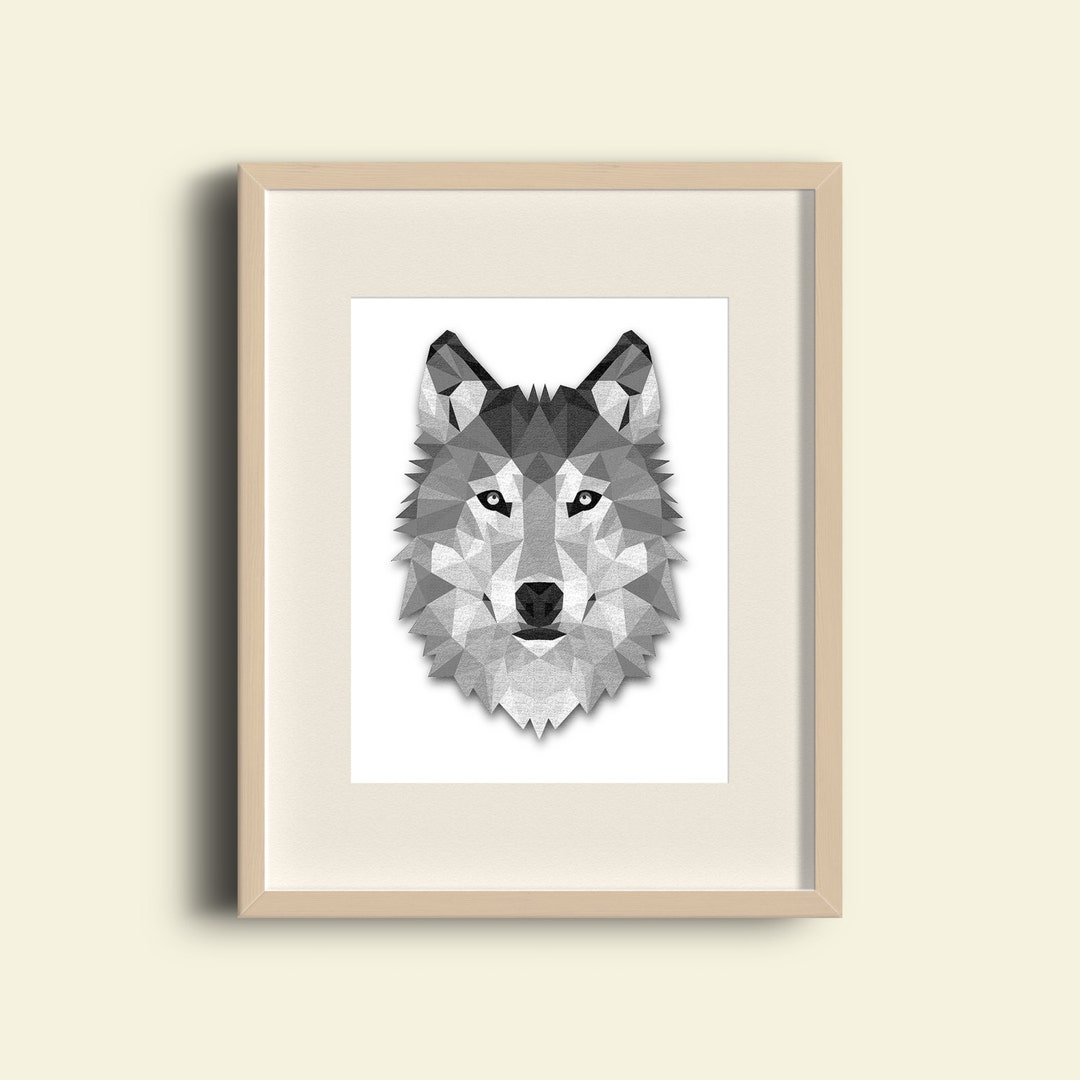 Wolf Printable Art Wolf Wall Art Geometric Wall Print Modern Art Wolf B ...