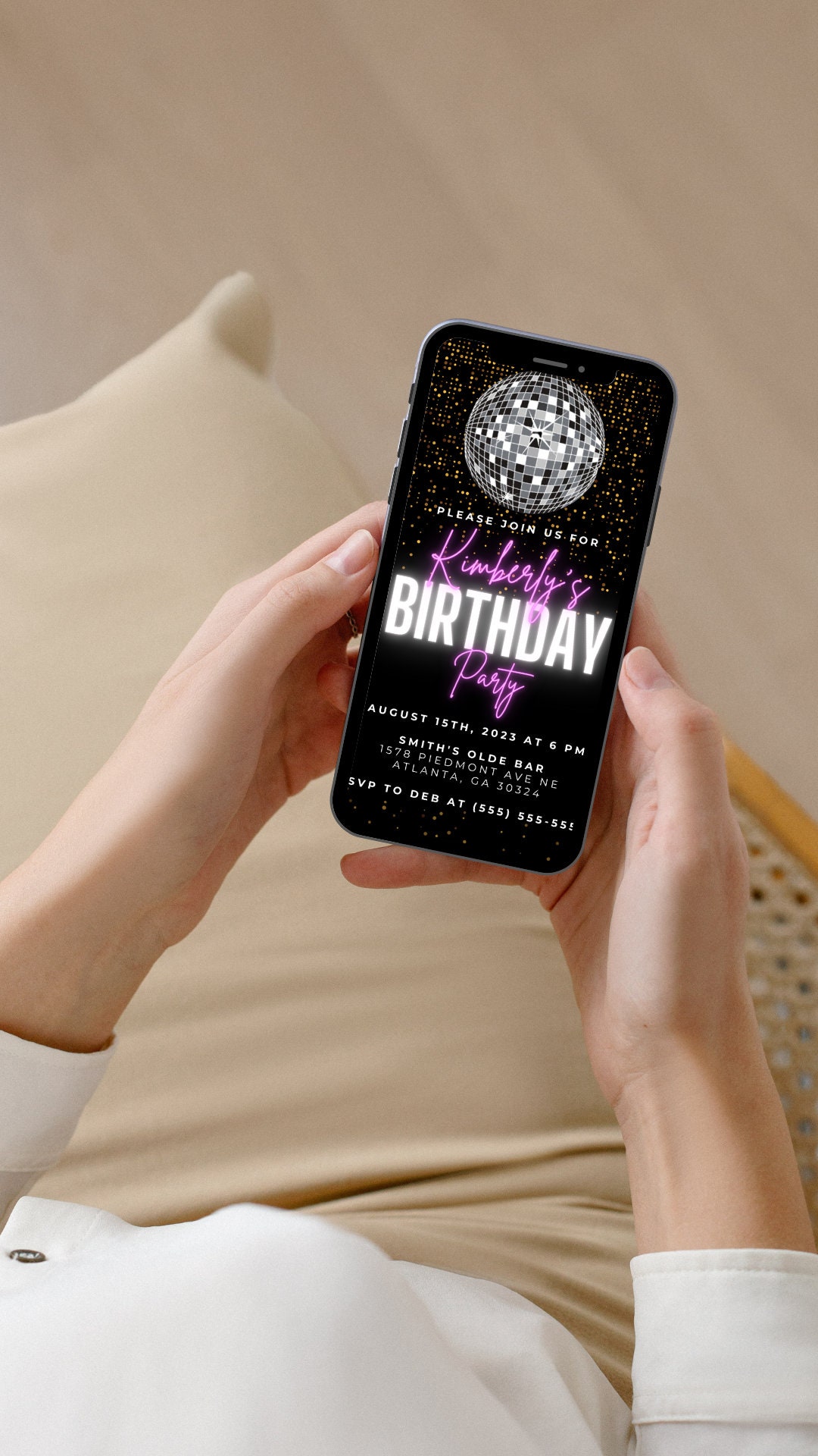 Disco Birthday Invitation, Disco Digital | Electronic Birthday ...