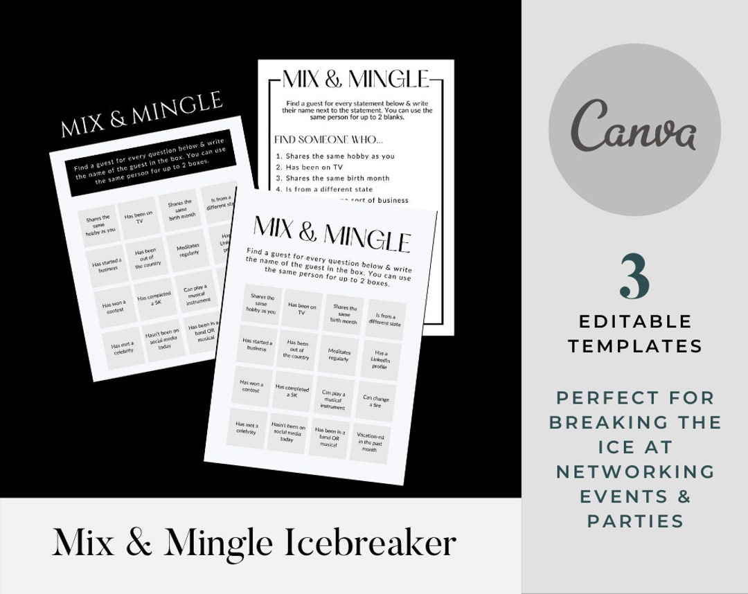 Mix & Mingle Networking Icebreaker | Office/party/event Game - Instant ...