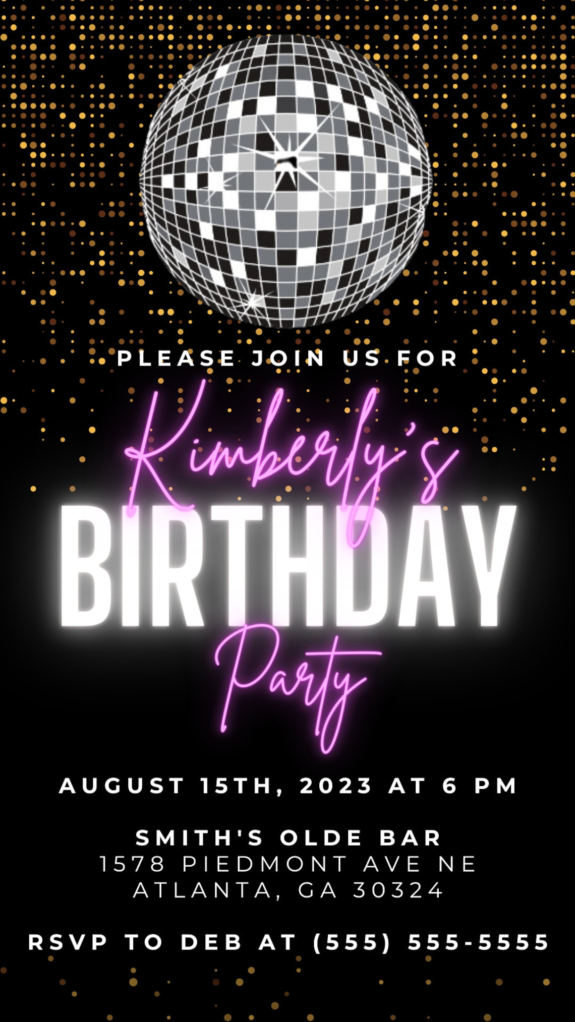 Disco Birthday Invitation, Disco Digital | Electronic Birthday ...