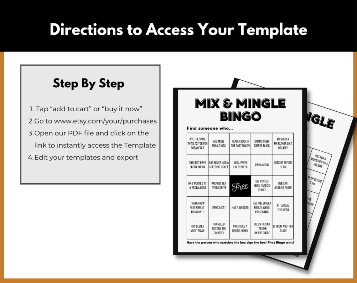 Networking Bingo Editable Template - Office/party/event Game - Instant ...