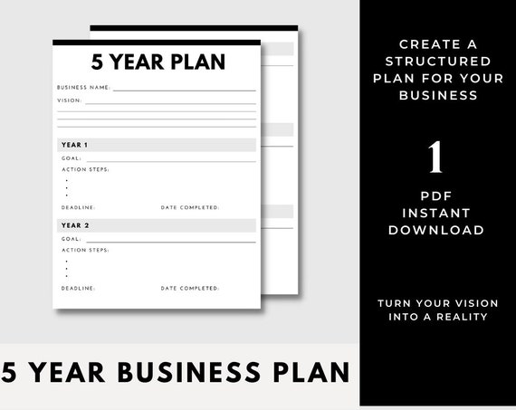 Business Plan 5 Year Plan Business Planning Small Business | Etsy