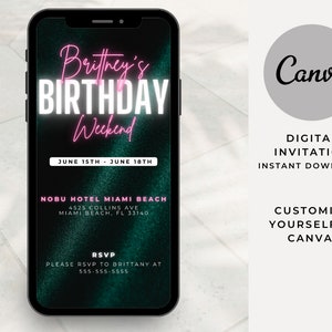 Birthday Weekend Invitation, Girls Trip, Digital Travel Itinerary ...