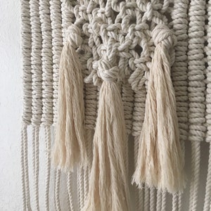 Large Loopy Square Macramé Wall Hanging With Tassel Detail // Fiber Art ...