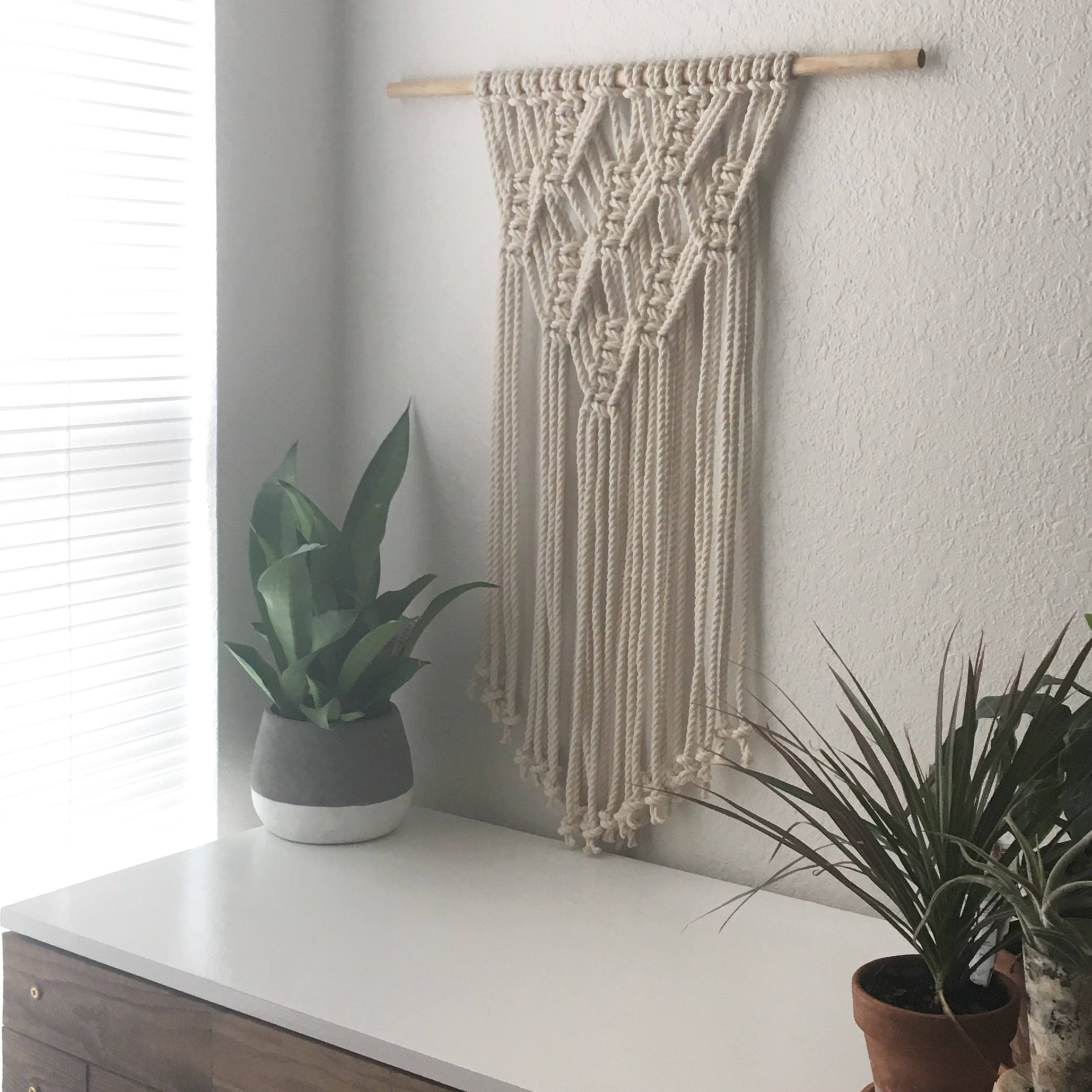 Layered Square Knots Geometric Macramé Wall Hanging // | Etsy