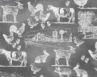 Farm Scene Fabric | Etsy