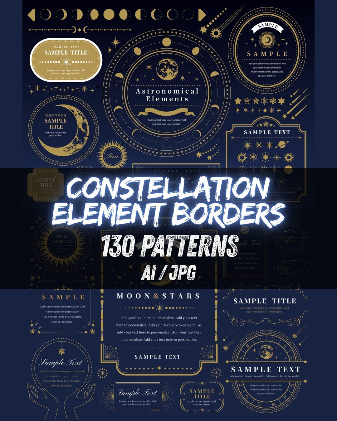 European Border Title Frame Constellation Connection Symbol Gold ...