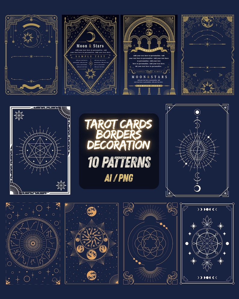 Western Mythology European Tarot Card Constellation Border Decoration ...