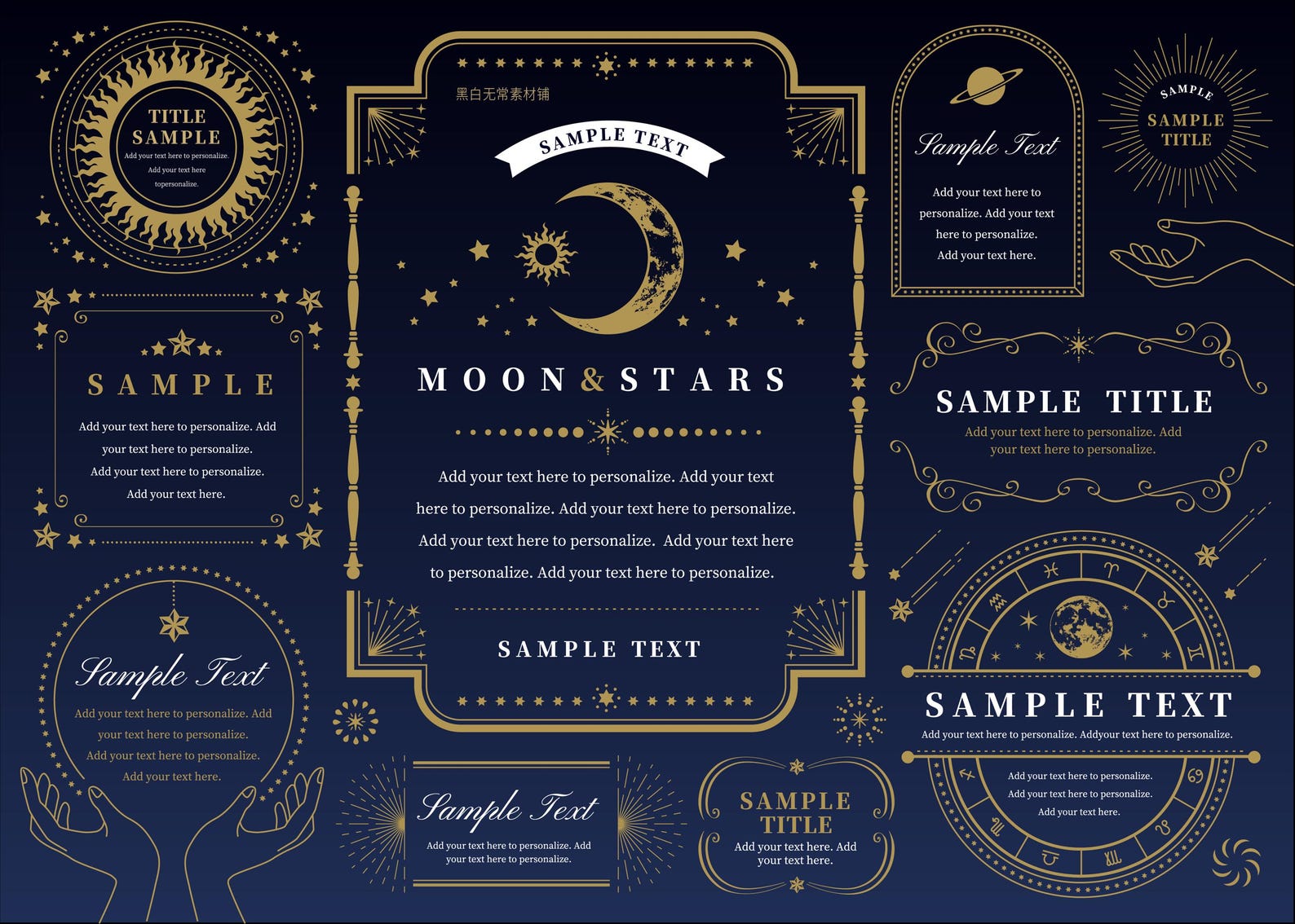 European Border Title Frame Constellation Connection Symbol Gold ...
