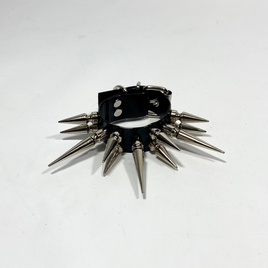 CHUNKY SPIKE CUFF // Faux Leather - Etsy