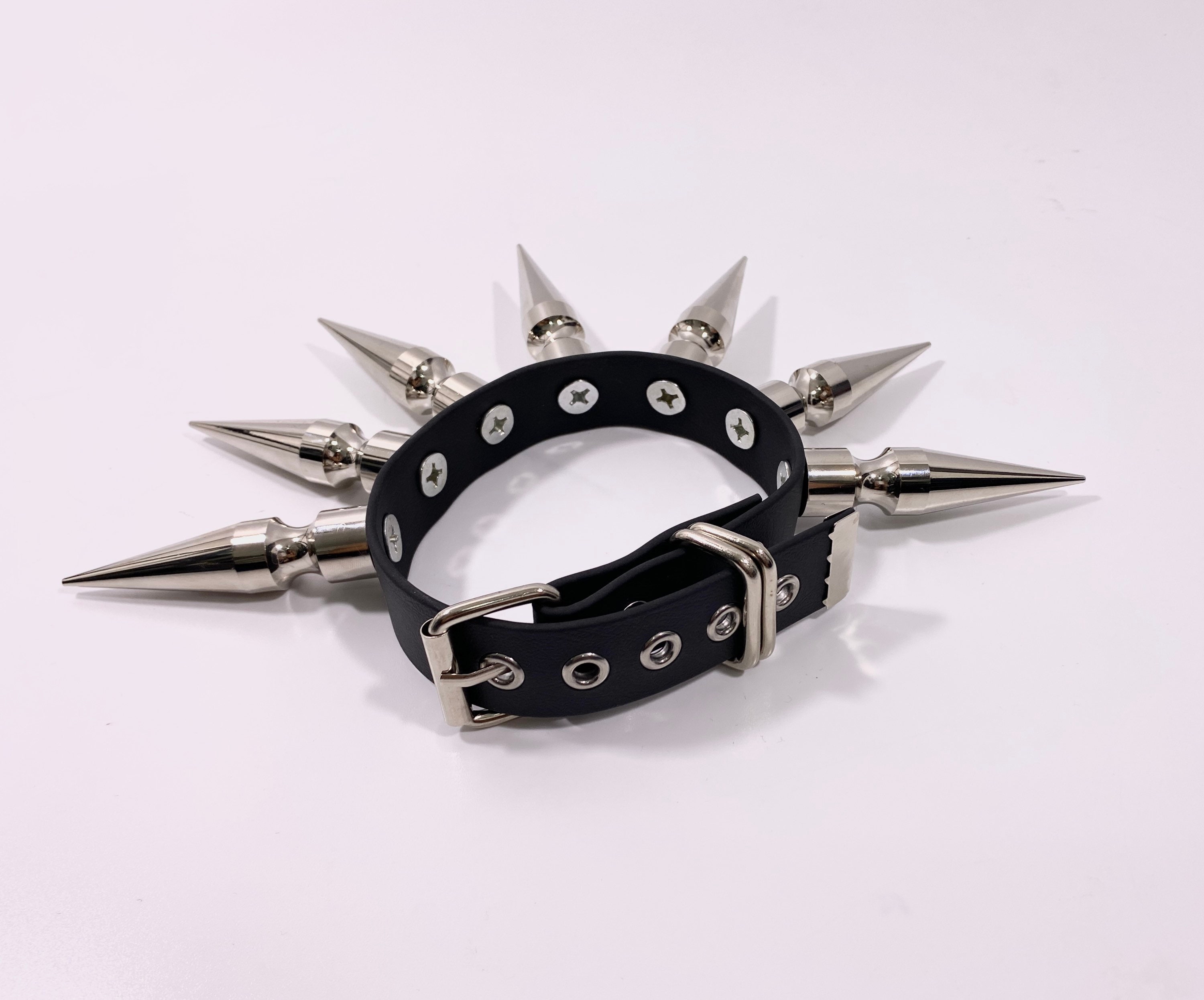 COLOSSAL SPIKES COLLAR // Faux Leather & Glossy Vinyl Rivet | Etsy