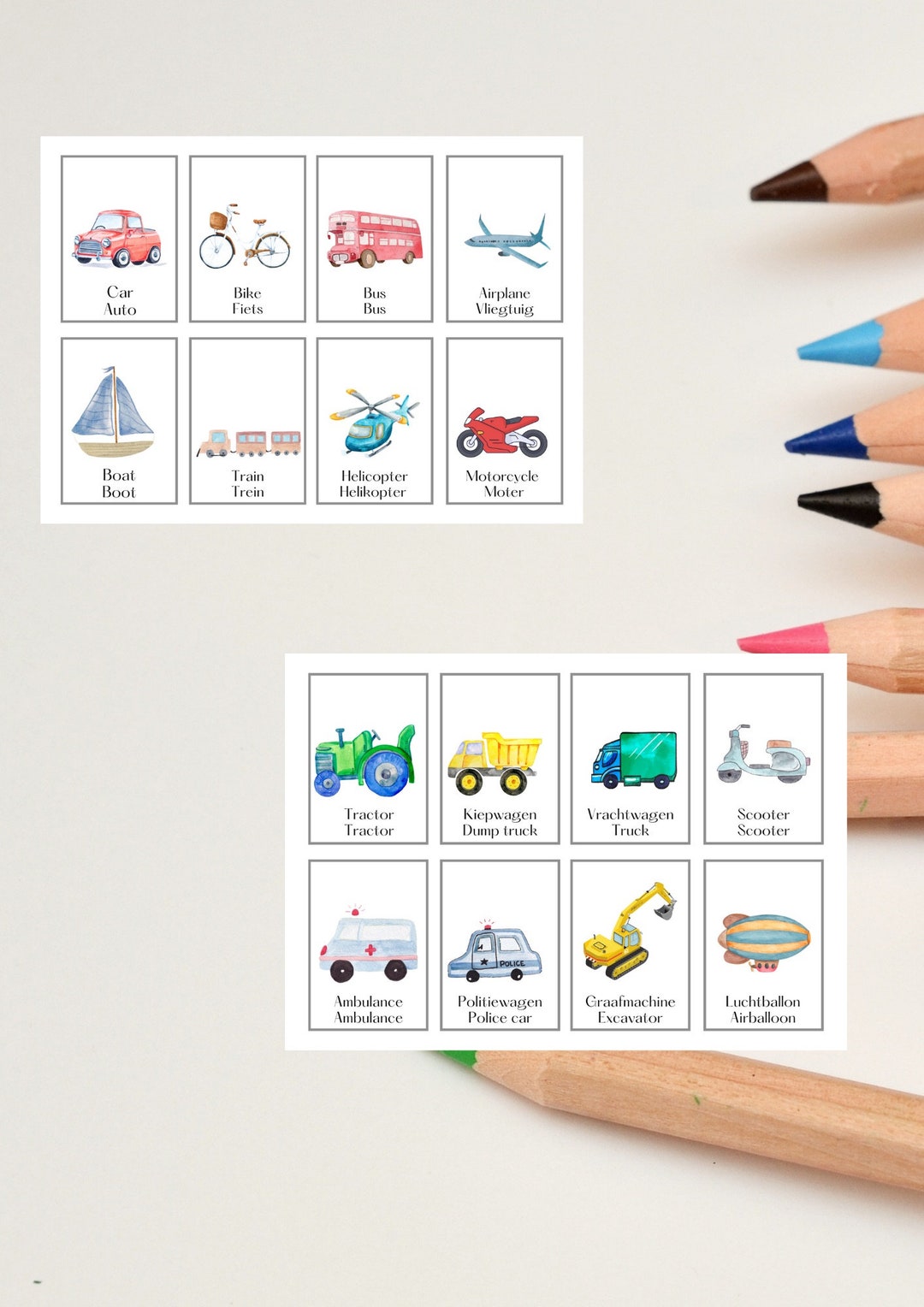 Flashcards Cars | Planes| Coloring Page - Etsy