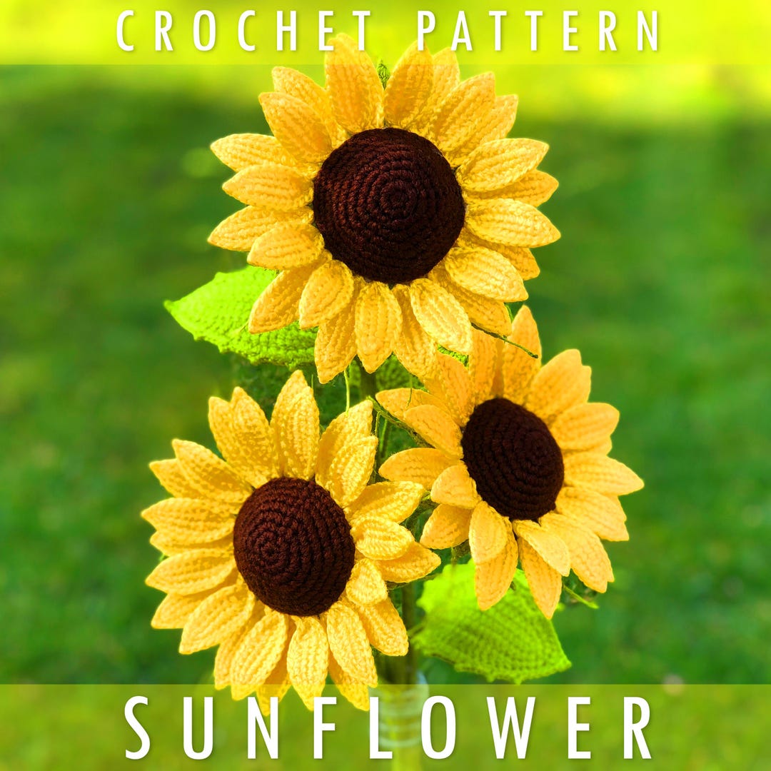 Sunflower Crochet Pattern - Mini Sunflower Crochet Pattern - Dwarf ...
