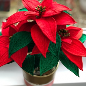 Crochet 3D Poinsettia Christmas Flower Pattern (PDF Download) - Etsy