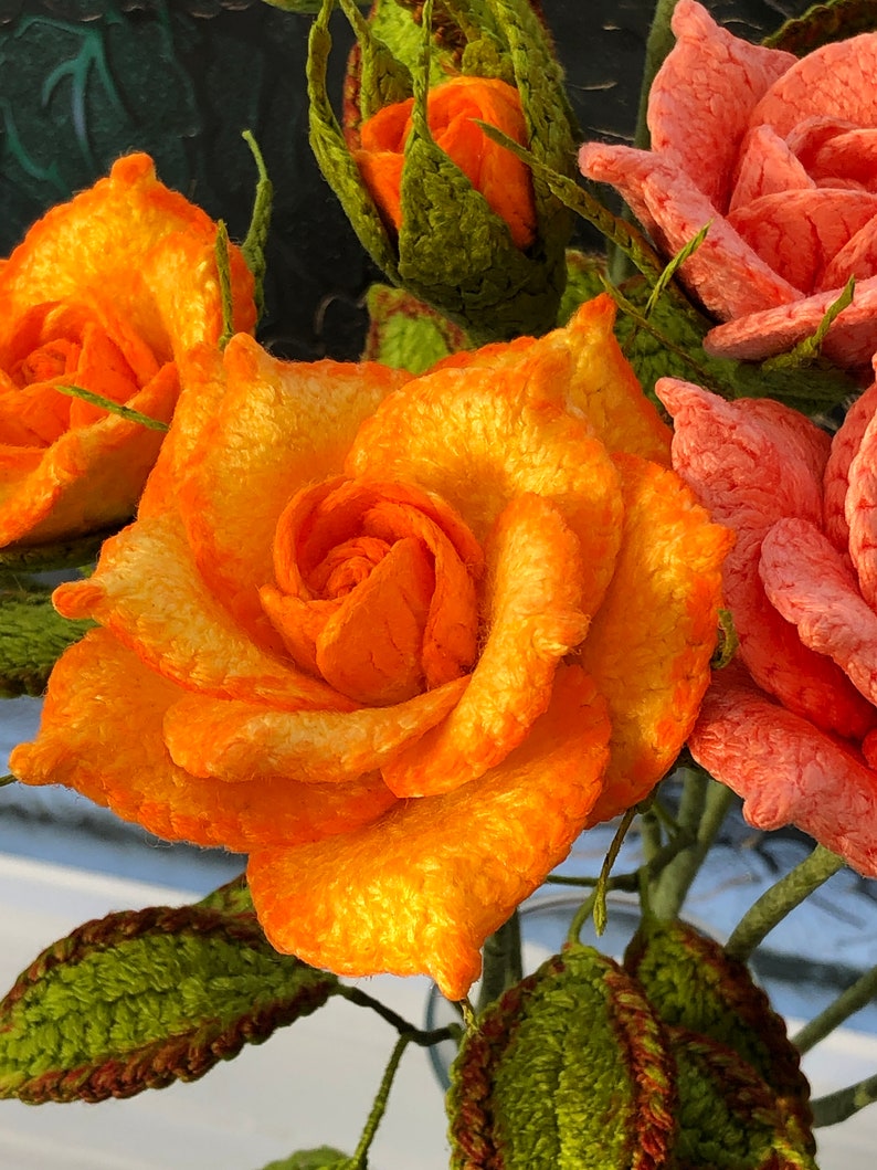 Crochet Mini Rose Pattern 3 Sizes of Rose in One Pattern - Etsy