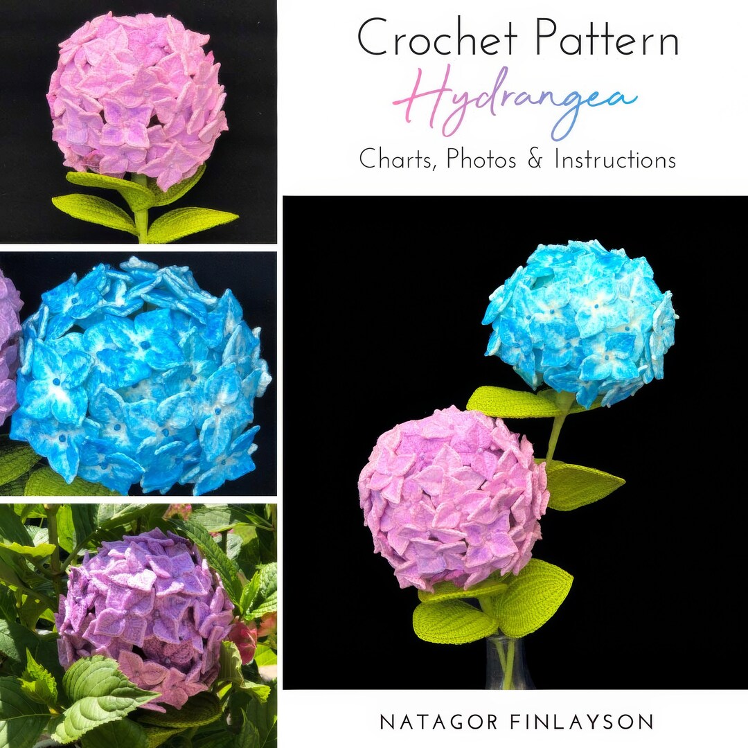 Crochet Hydrangea Pattern Crochet Hydrangea Flower Hydrangea Crochet ...