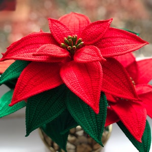 Crochet 3D Poinsettia Christmas Flower Pattern (PDF Download) - Etsy