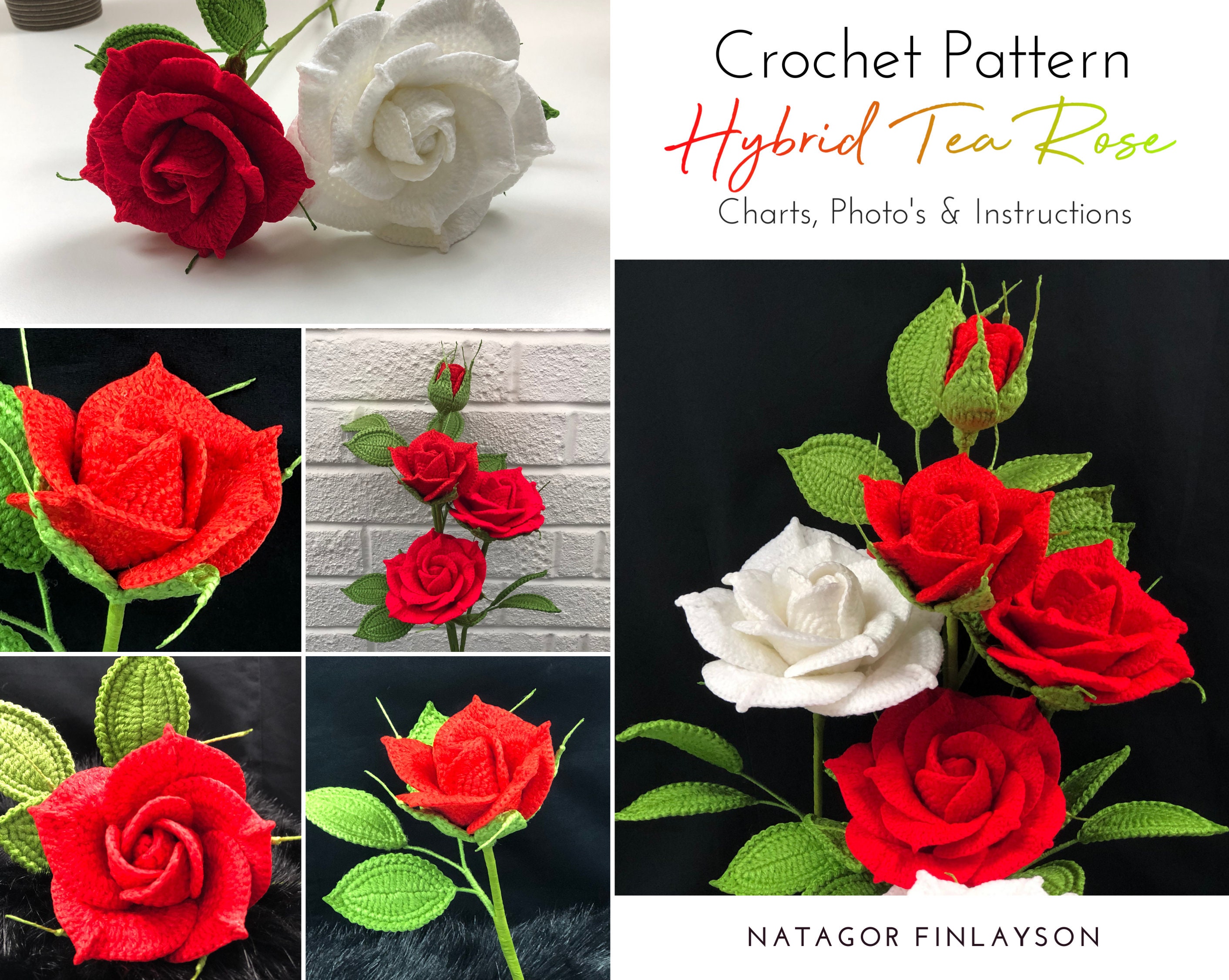 Hybrid Tea Rose 3 Sized Roses in 1 Pattern Hybrid Tea Rose - Etsy UK