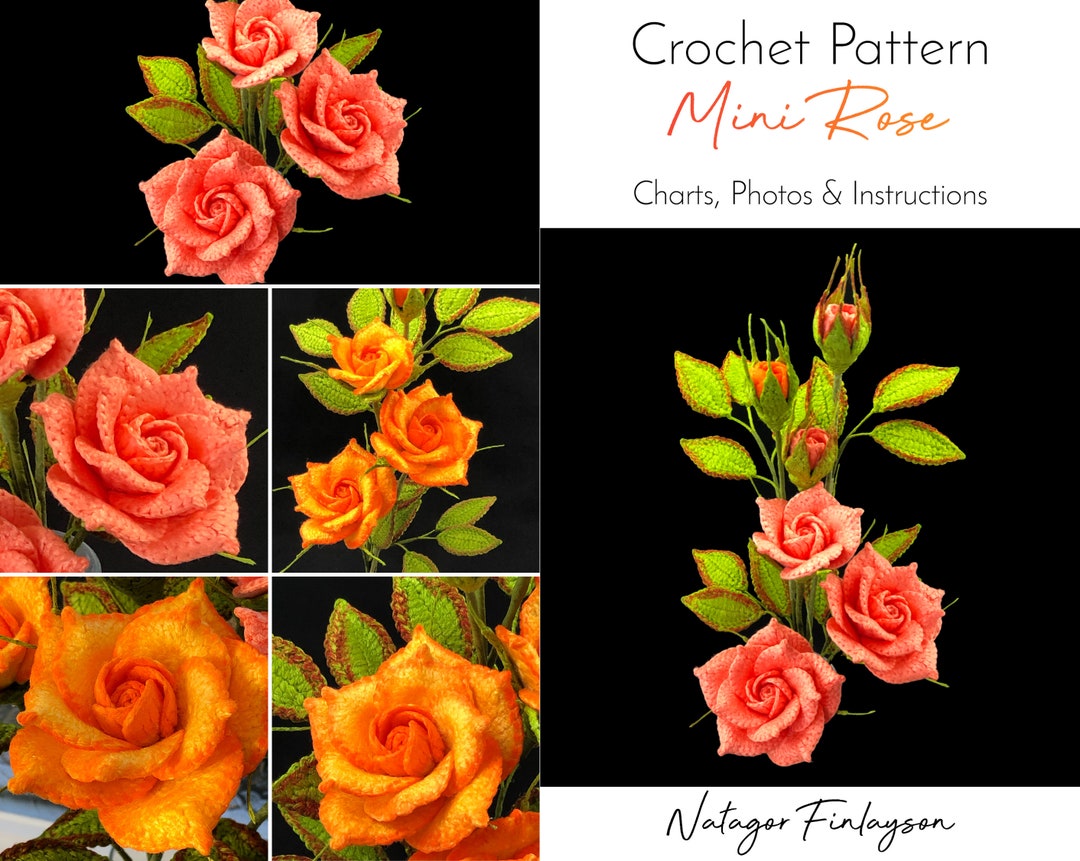 Crochet Mini Rose Pattern 3 Sizes of Rose in 1 Pattern - Etsy