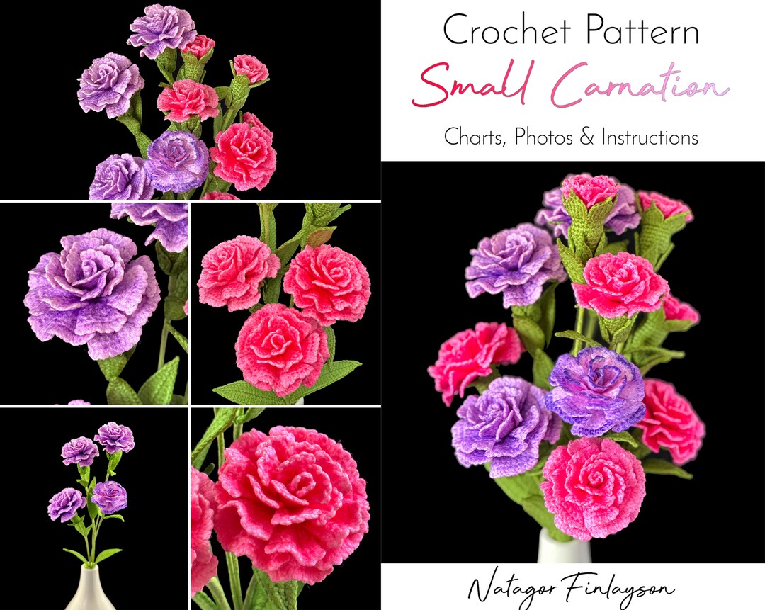 Crochet Carnation Pattern 3 Sizes of Carnation in 1 Pattern PDF Digital ...