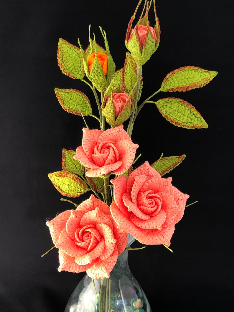 Crochet Mini Rose Pattern 3 Sizes of Rose in One Pattern - Etsy