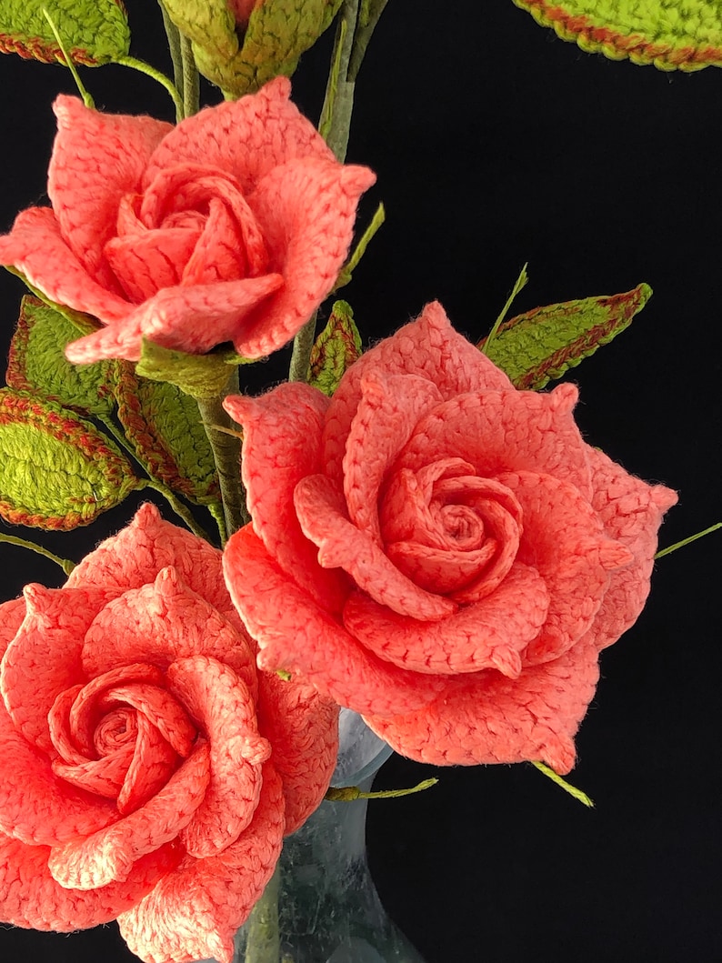 Crochet Mini Rose Pattern 3 Sizes of Rose in One Pattern - Etsy