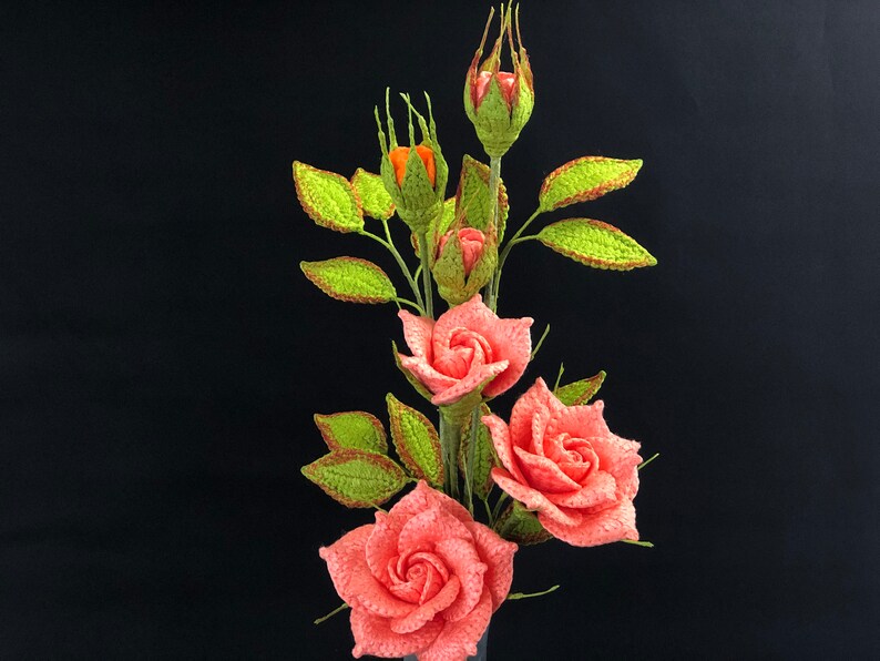 Crochet Mini Rose Pattern 3 Sizes of Rose in One Pattern - Etsy