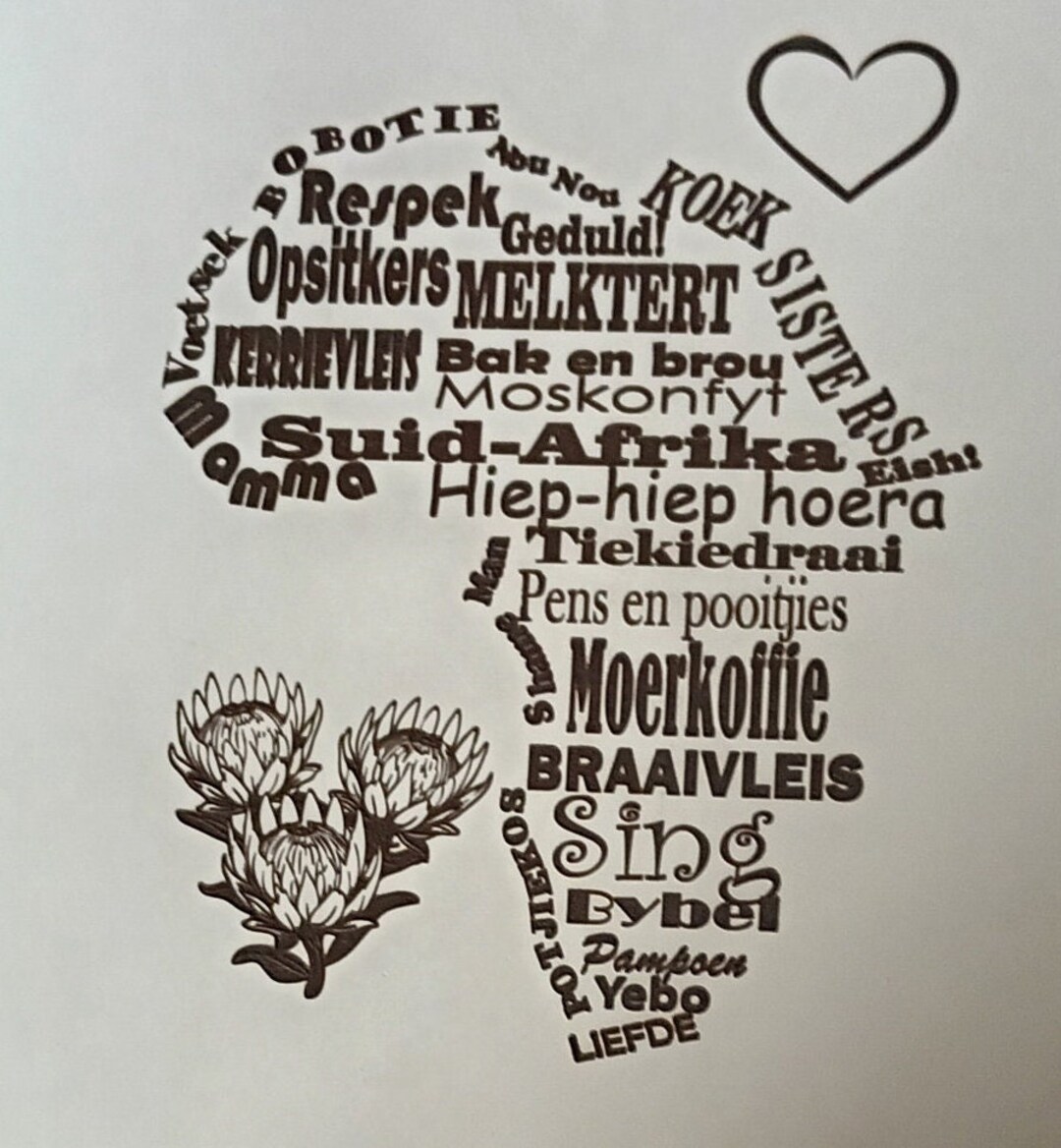 Africa Wall Plaque, Laser Engraved Afrikaanse Woorde, Laser Engraving ...