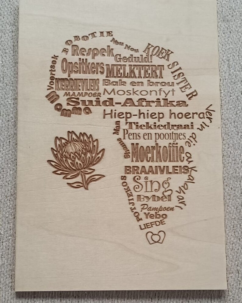 Africa Wall Plaque, Laser Engraved Afrikaanse Woorde, Laser Engraving ...