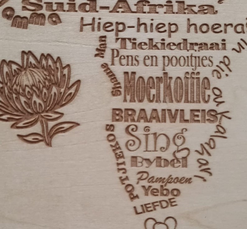 Africa Wall Plaque, Laser Engraved Afrikaanse Woorde, Laser Engraving ...